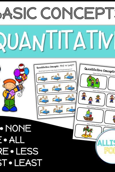 Basic Concepts Quantitative Concepts No Prep Worksheets Allison Fors