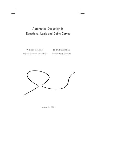 Pdf Automated Deduction In Equational Logic And Cubic Curves