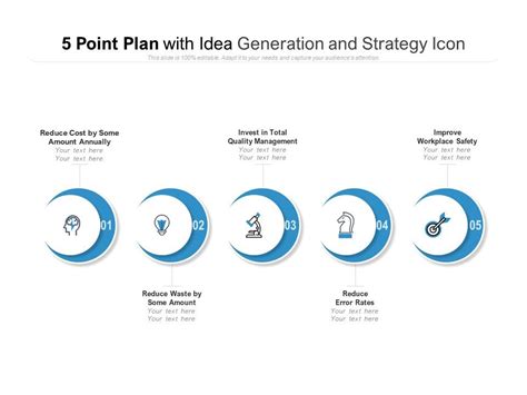 5 Point Plan With Idea Generation And Strategy Icon Powerpoint