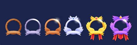 Silver Gold And Platinum Game Avatar Frames Rank Vector Image