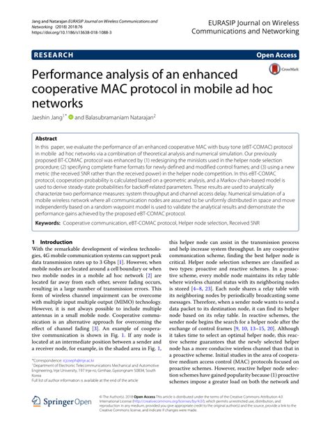 Pdf Performance Analysis Of An Enhanced Cooperative Mac Protocol In