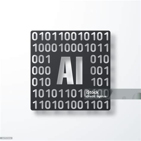 바이너리 코드를 사용한 인공 지능 Ai 흰색 배경에 그림자가 있는 아이콘 0에 대한 스톡 벡터 아트 및 기타 이미지 0 1