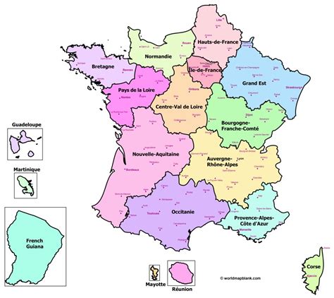 France Map Regions And Cities