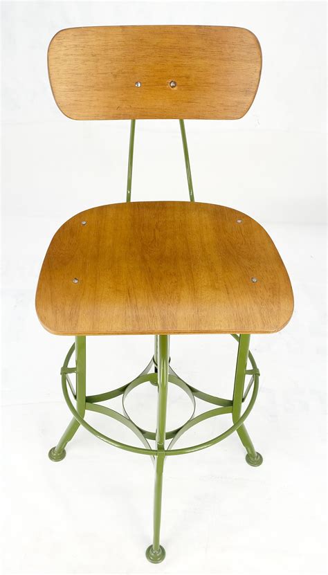 Industrial Style Molded Plywood Seats Industrial Drafting Stool Mint