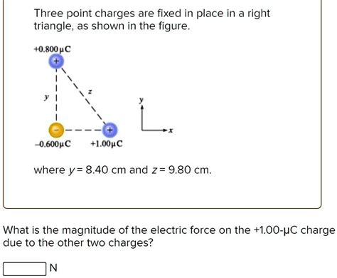 solved three point charges are fixed in place in a right triangle as