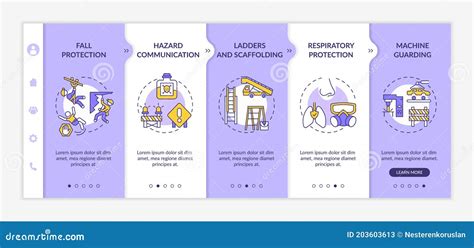 Top Workplace Safety Violations Onboarding Vector Template Stock Vector Illustration Of