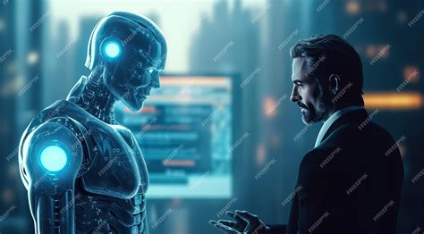 Premium Photo Human And Robot Ai Chatting And Communicating Future