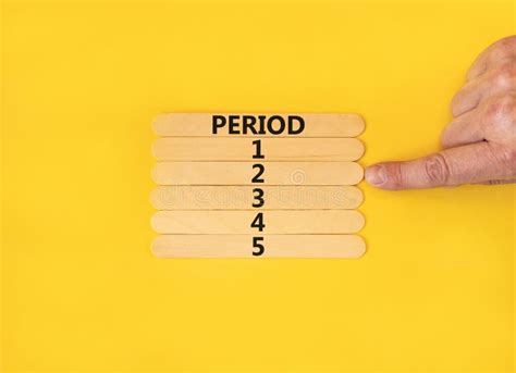 Time To Period 2 Symbol Concept Word Period 1 2 3 4 5 On Wooden Sticks Businessman Hand Stock