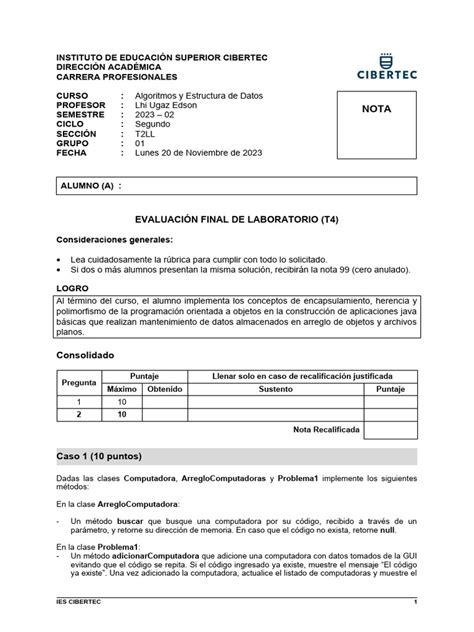 4683 algoritmos y estructura de datos t2ll 01 t4 lhiugazedson pdf constructor programación