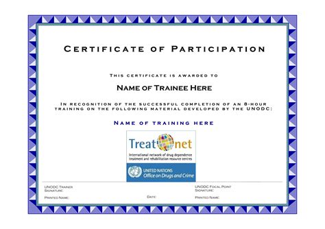 Trainee Participation Certificate Template