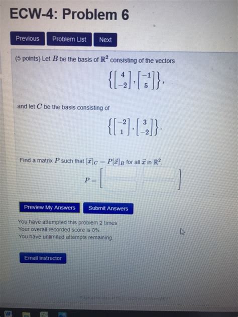 solved ecw 4 problem 6 previous problem list next 5