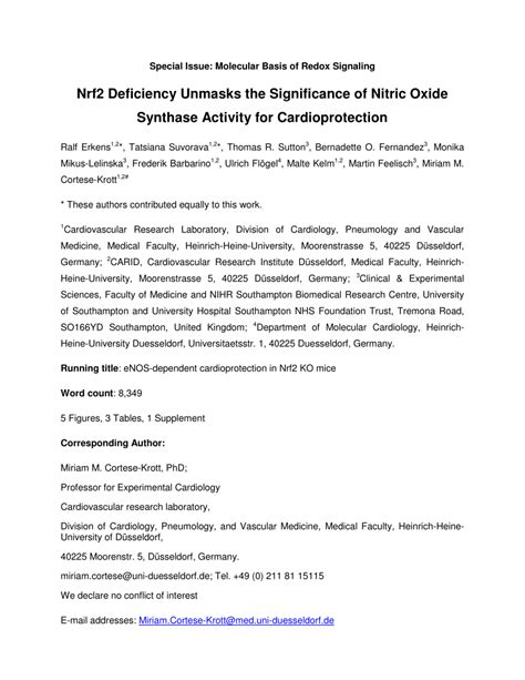 Pdf Nrf2 Deficiency Unmasks The Significance Of Nitric Oxide Synthase