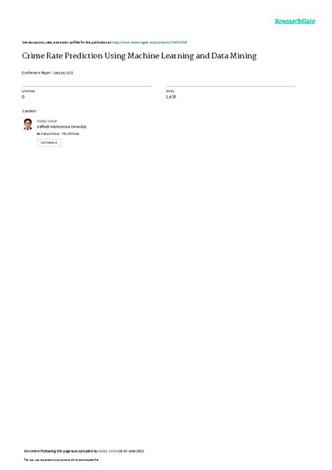 12crime Rate Prediction Using Machine Learningand Data Mining See Discussions Stats And