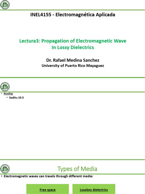 Propagation Of Electromagnetic Wave In Lossy Dielectrics Pdf