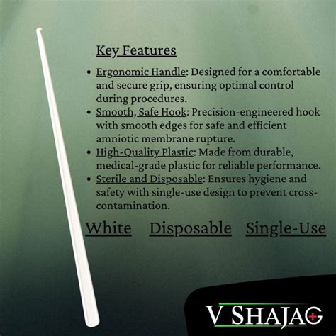 V Shajag Amniotomy Hook Disposable Medical Grade Obstetric Tool For Safe Amniotic Membrane