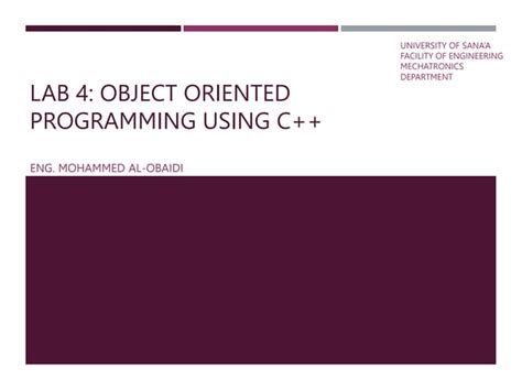 Object Oriented Programming Using C Pptx