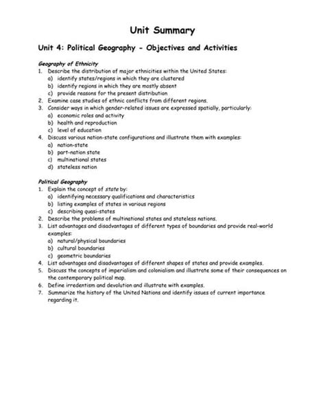 Unit Summaries 4 Doc Geography Science