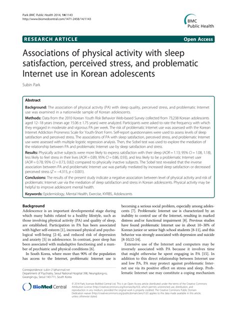 Pdf Associations Of Physical Activity With Sleep Satisfaction