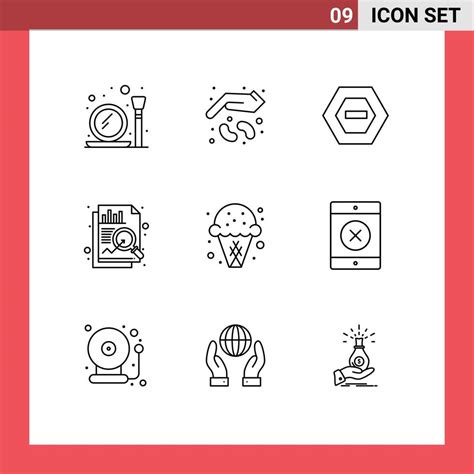 User Interface Pack Of 9 Basic Outlines Of Food Data Growth Chart Data Editable Vector Design