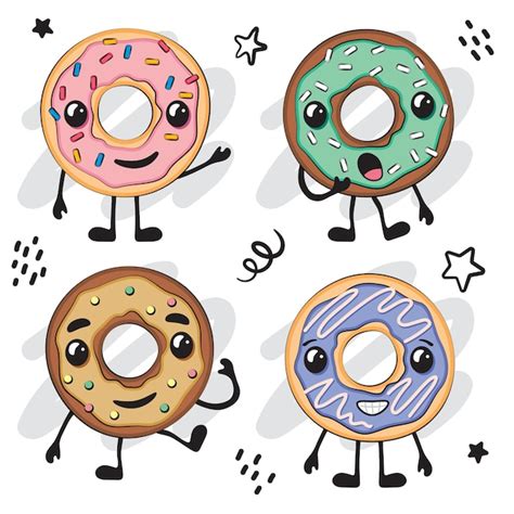Premium Vector Donuts Sweets Dessert Cartoon Set