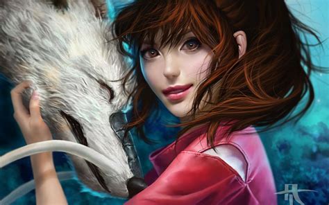 Обои на рабочий стол Тихиро Огино Chihiro Ogino и Хаку Haku в воплощении дракона из аниме