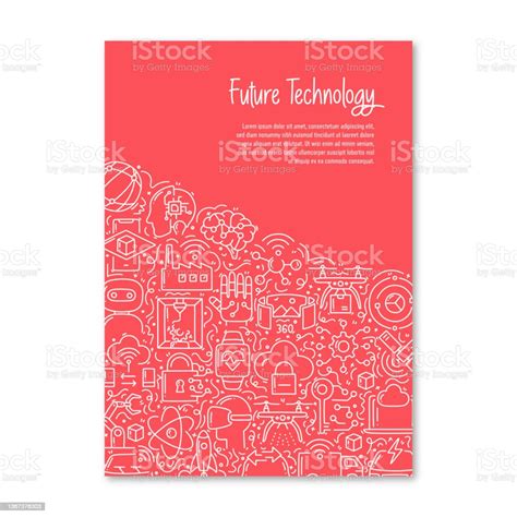 기술 관련 개체 및 요소의 미래 손으로 그린 벡터 낙서 일러스트 레이션 컬렉션 포스터 기술 객체의 다른 미래와 커버 템플릿 0명에 대한 스톡 벡터 아트 및 기타 이미지