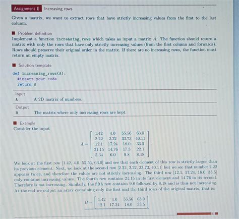 Solved Given A Matrix We Want To Extract Rows That Have