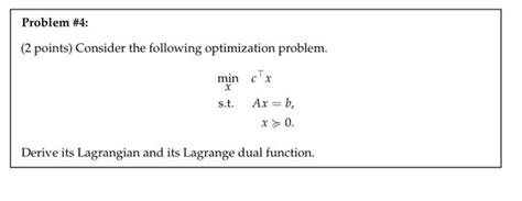 Solved Points Consider The Following Optimization Chegg