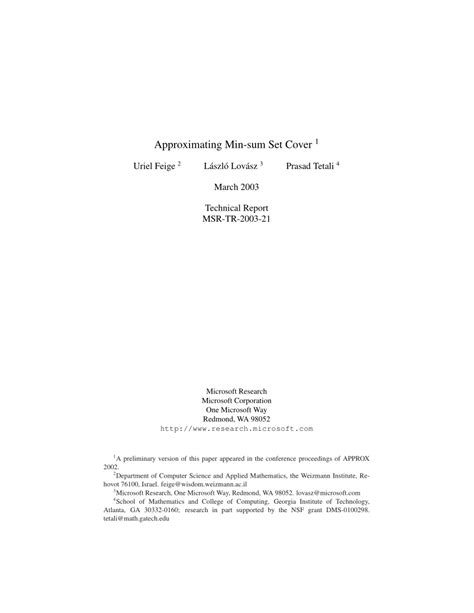 Pdf Approximating Min Sum Set Cover