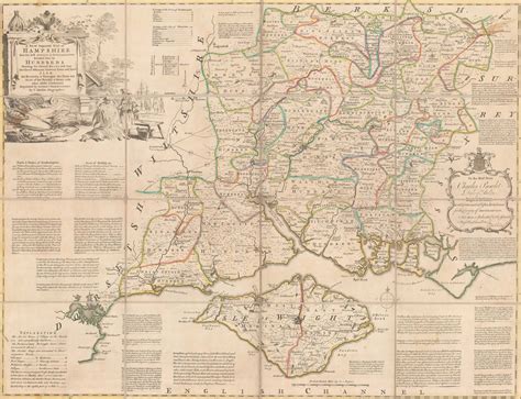 emanuel bowen and thomas kitchin a new improved map of hampshire 1760 c