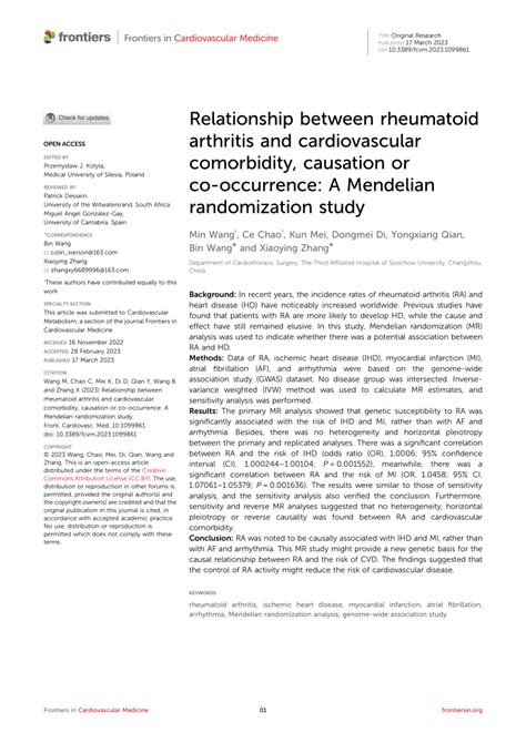 Pdf Relationship Between Rheumatoid Arthritis And Cardiovascular Comorbidity Causation Or Co