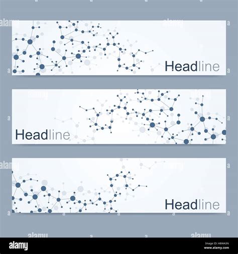 Scientific Set Of Modern Vector Banners Dna Molecule Structure With Connected Lines And Dots