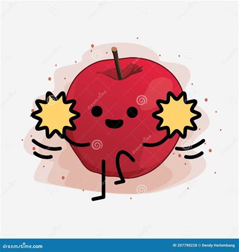 Cute Apple Vector Character Illustration Stock Vector Illustration Of