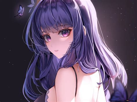 Genshin Impact Raiden Shogun Hot Backless Dress 2k Wallpaper Download