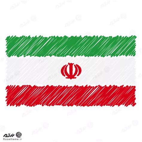 وکتور Eps لایه باز پرچم ایران به صورت نقاشی با ماژیک 24356 رزتم
