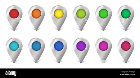 Map Location Icon Set Vector Navigation Button Pin Position Marker Symbol Collection Shiny