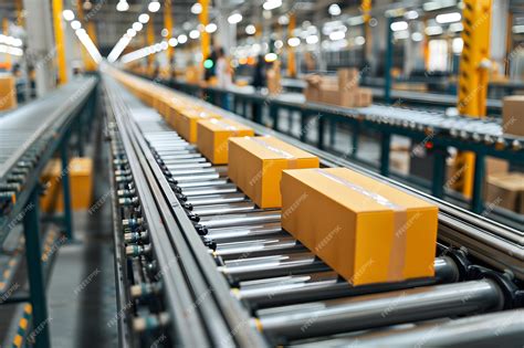 Premium Photo Efficient Conveyor Belt System In A Modern Industrial