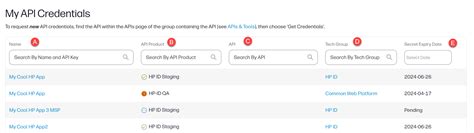 get and manage api credentials hp s developer portal