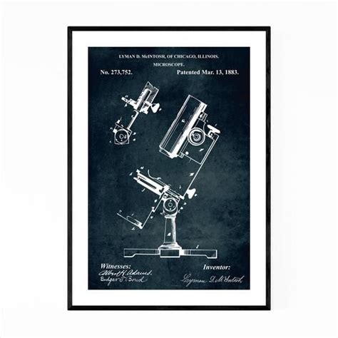 Patent Prints Art Science Poster Microscope Blueprint Drawing