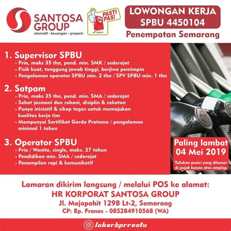 Lowongan Kerja Spbu April Mei Spv Satpam Operator Semarang Lowongan Kerja