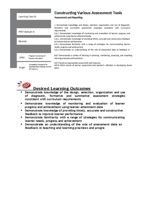 Constructing Various Assessment Tools Constructing Various Assessment