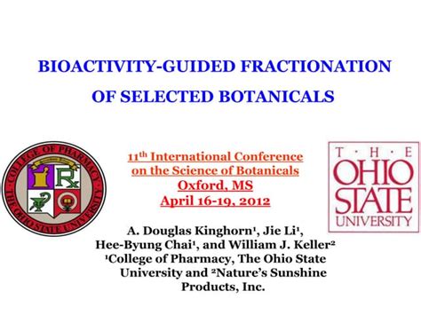 Bioactivity Guided Fractionation Of Selected Botanticals Pptx Herbs