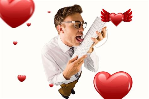 Premium Photo Composite Image Of Geeky Businessman Licking His Keyboard