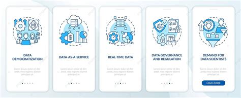 Mobile App Screen With Blue Onboarding And Latest Data Science Trends Vector Onboarding