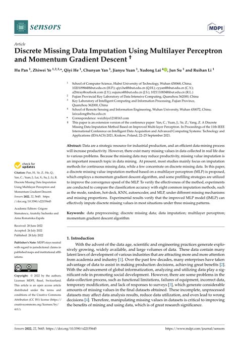 Pdf Discrete Missing Data Imputation Using Multilayer Perceptron And