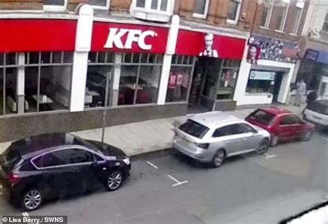 Moment Skoda Driver Crashes Into Cars Attempting To Park Outside Kfc