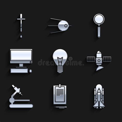 Set Light Bulb With Concept Of Idea Clipboard Document Space Shuttle
