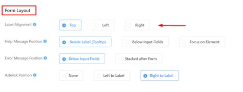 Form Layout Settings In Wp Fluent Form Wordpress Plugin