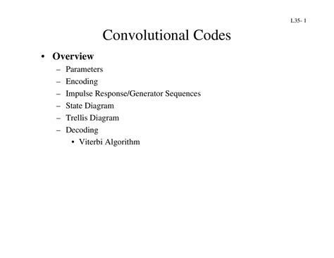 Convolutional Codes And Its Characteristics Docsity
