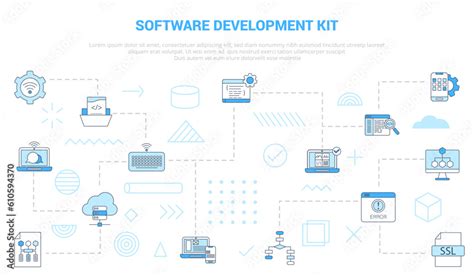 Sdk Software Development Kit Concept With Icon Set Template Banner With Modern Blue Color Style